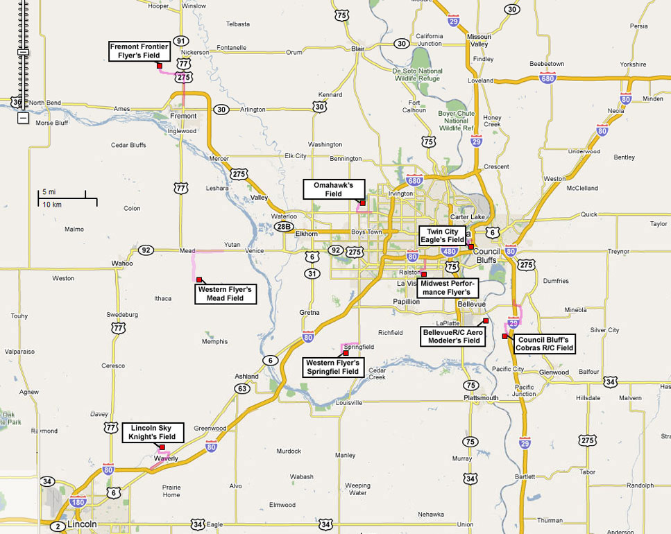 Map Showing All The R C Club Fields In The Omaha NE Area Map Showing All The R C Club Fields In The Omaha NE Area